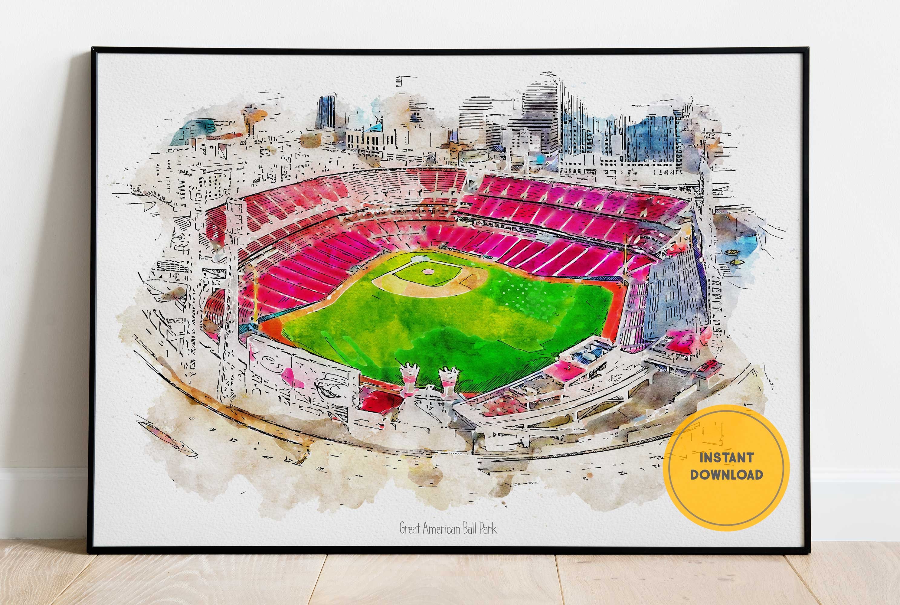 Cincinnati Reds Baseball Poster Great American Ballpark - Etsy