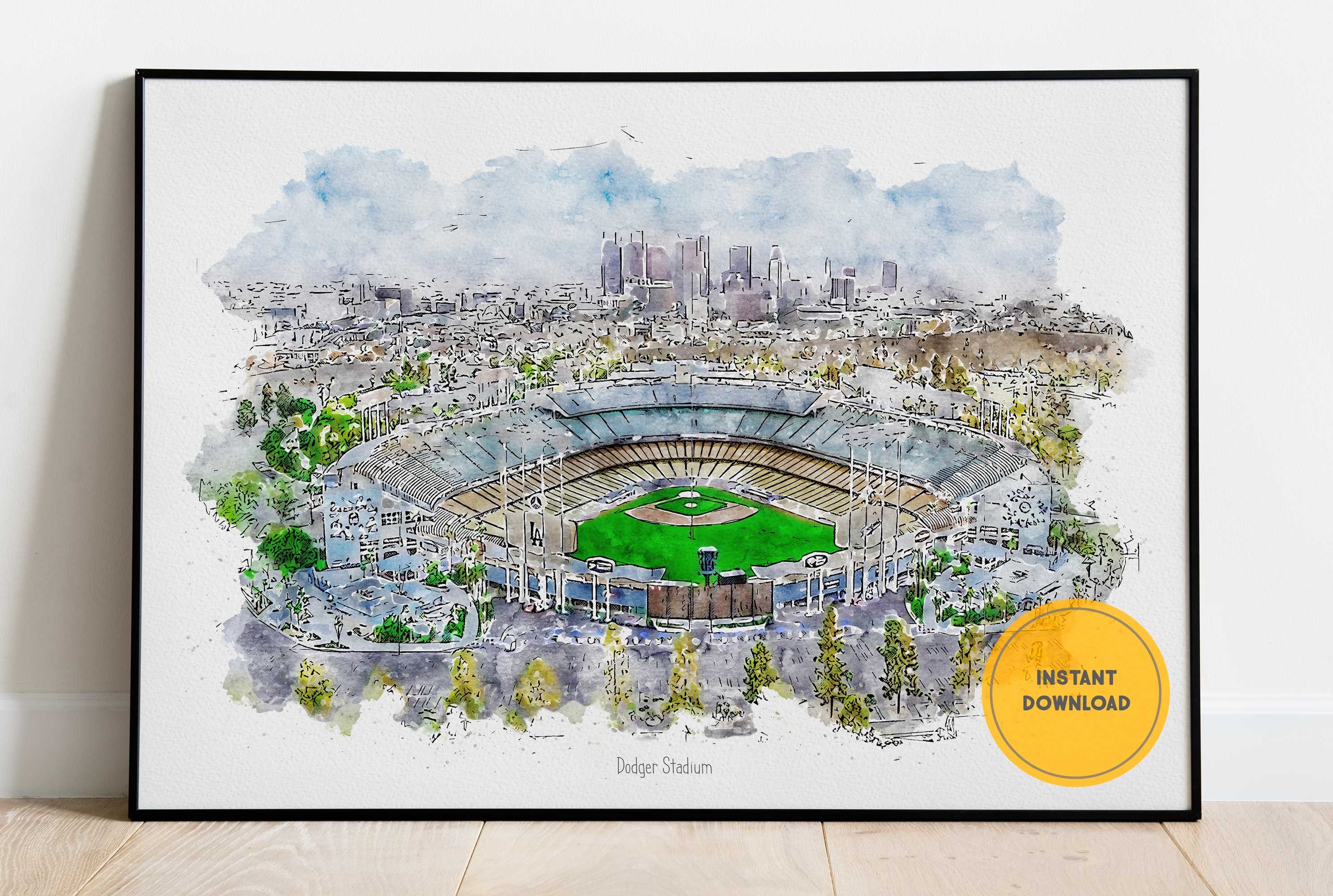 Los Angeles Dodgers Baseball Poster, Dodger Stadium Print, Printable ...
