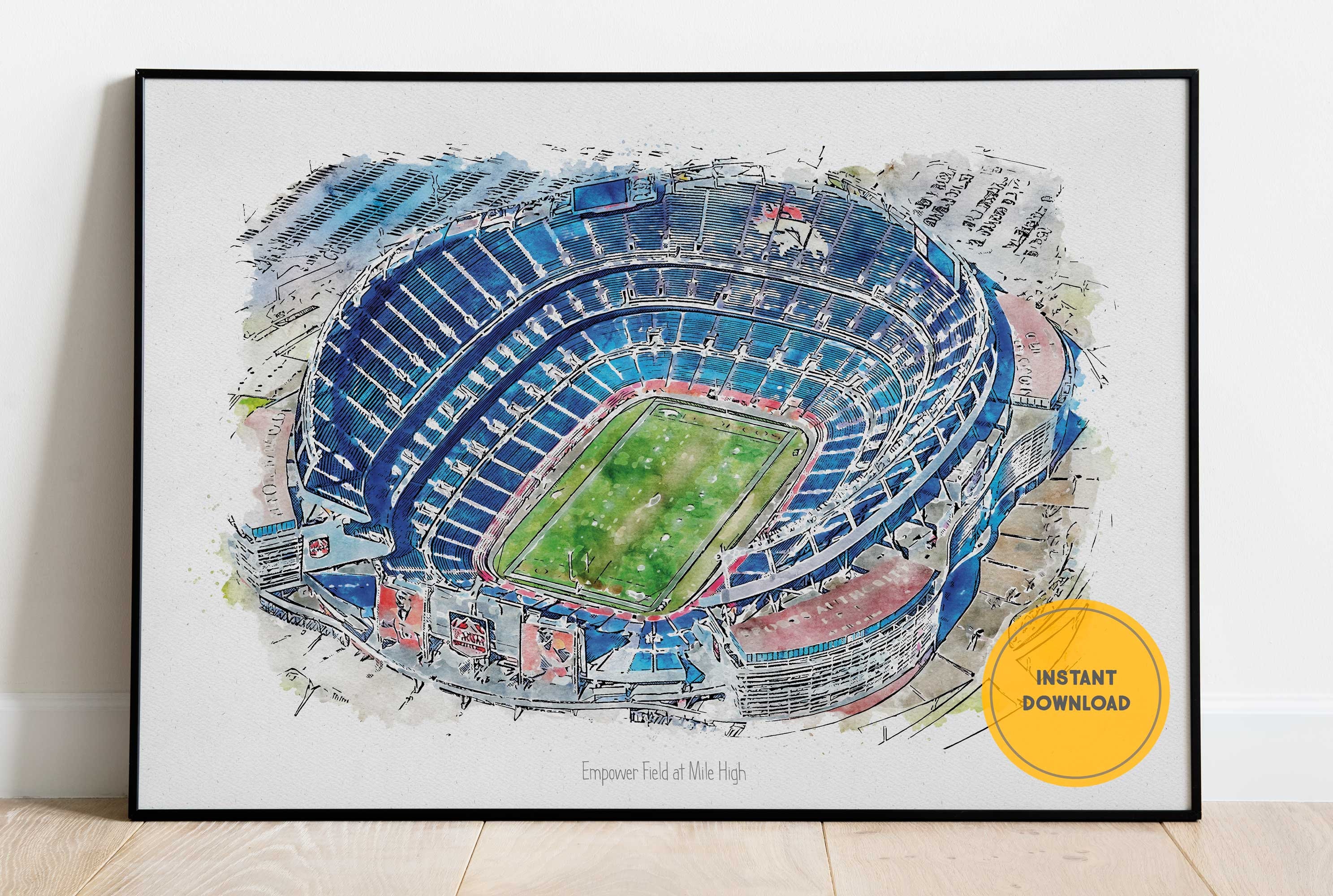 Denver Broncos Poster Empower Field Stadium Print Denver | Etsy