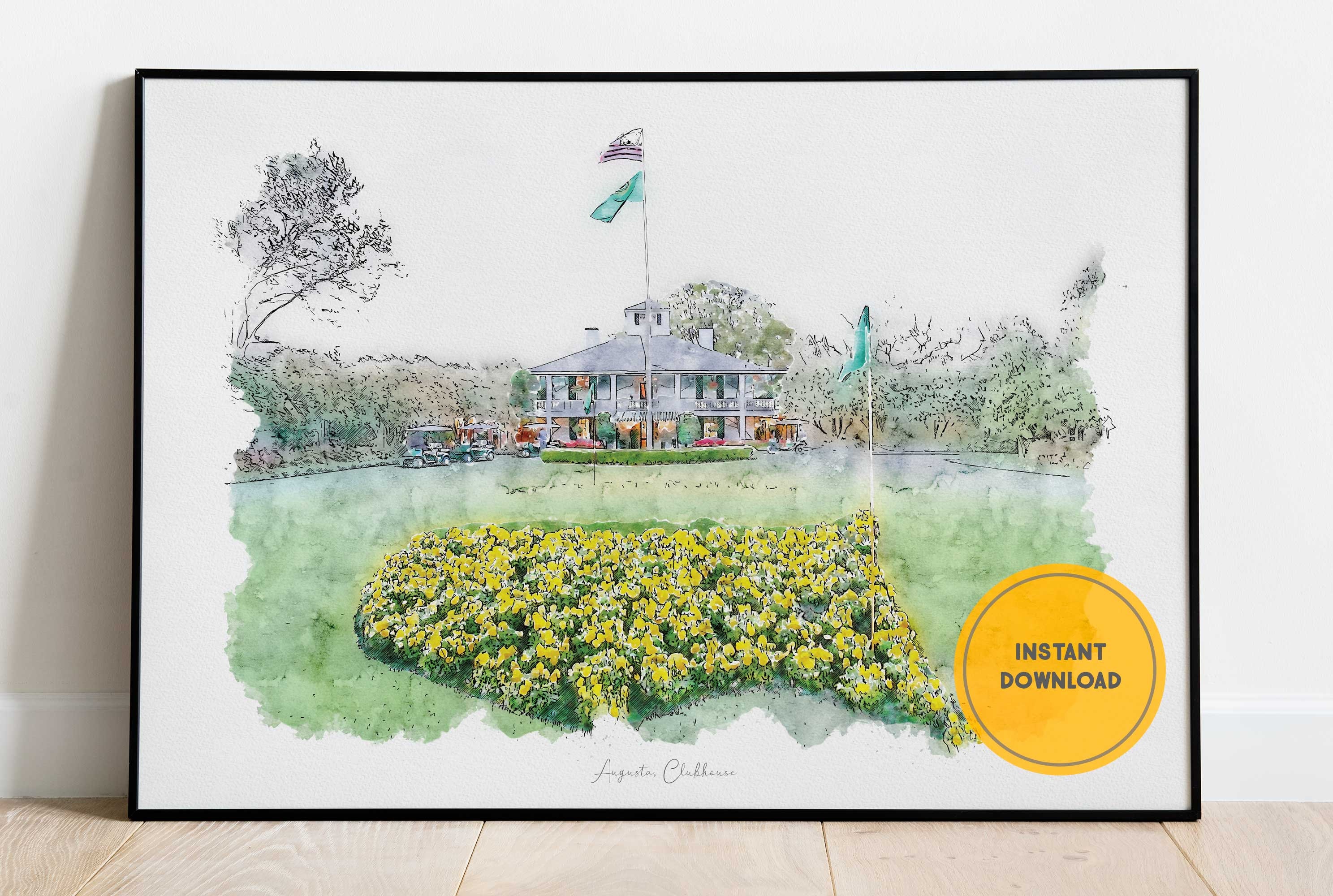 Augusta National | Digital Print | Office Decor | Gift for Him | Golf ...
