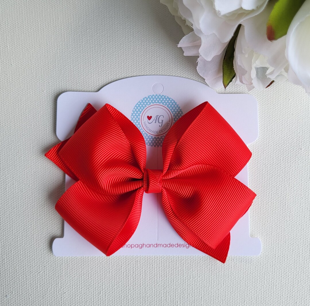 CHOOSE YOUR STYLE Hair Bows, Poppy Red Hair Bow, Solid Color Hair Bow ...