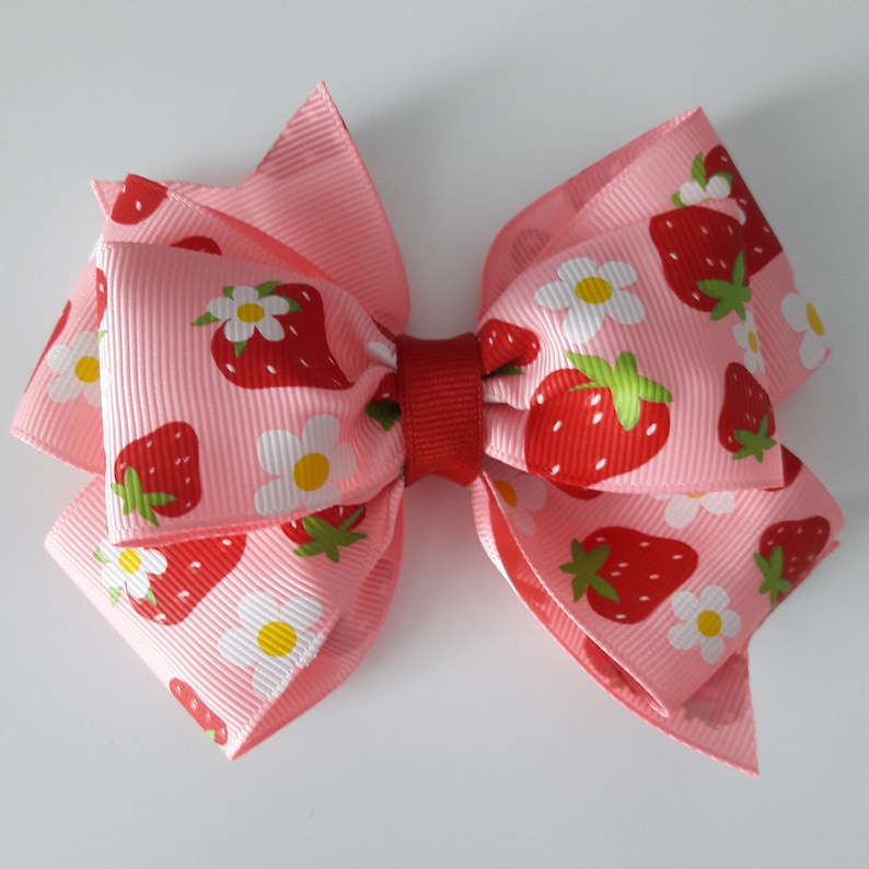 Strawberry Hair Bow, Strawberries Hair Clip, 4 Inch Hair Bow, Girls ...
