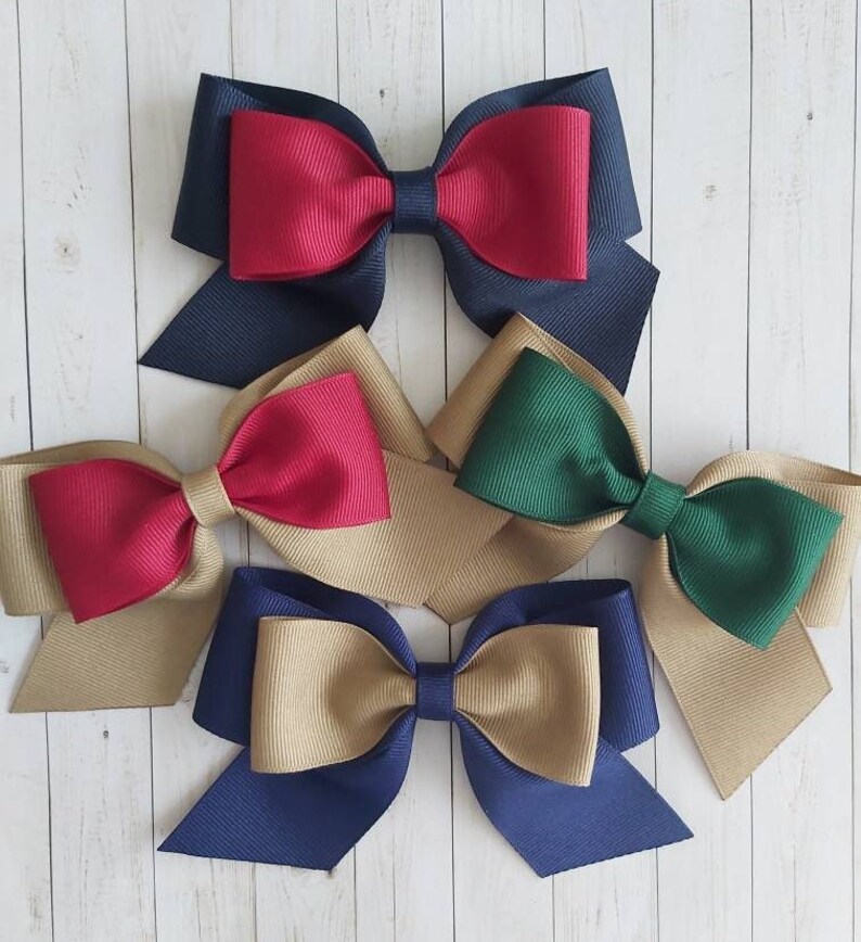 Back to School Hair Bows Two Tones Ribbon Hair Bows School - Etsy