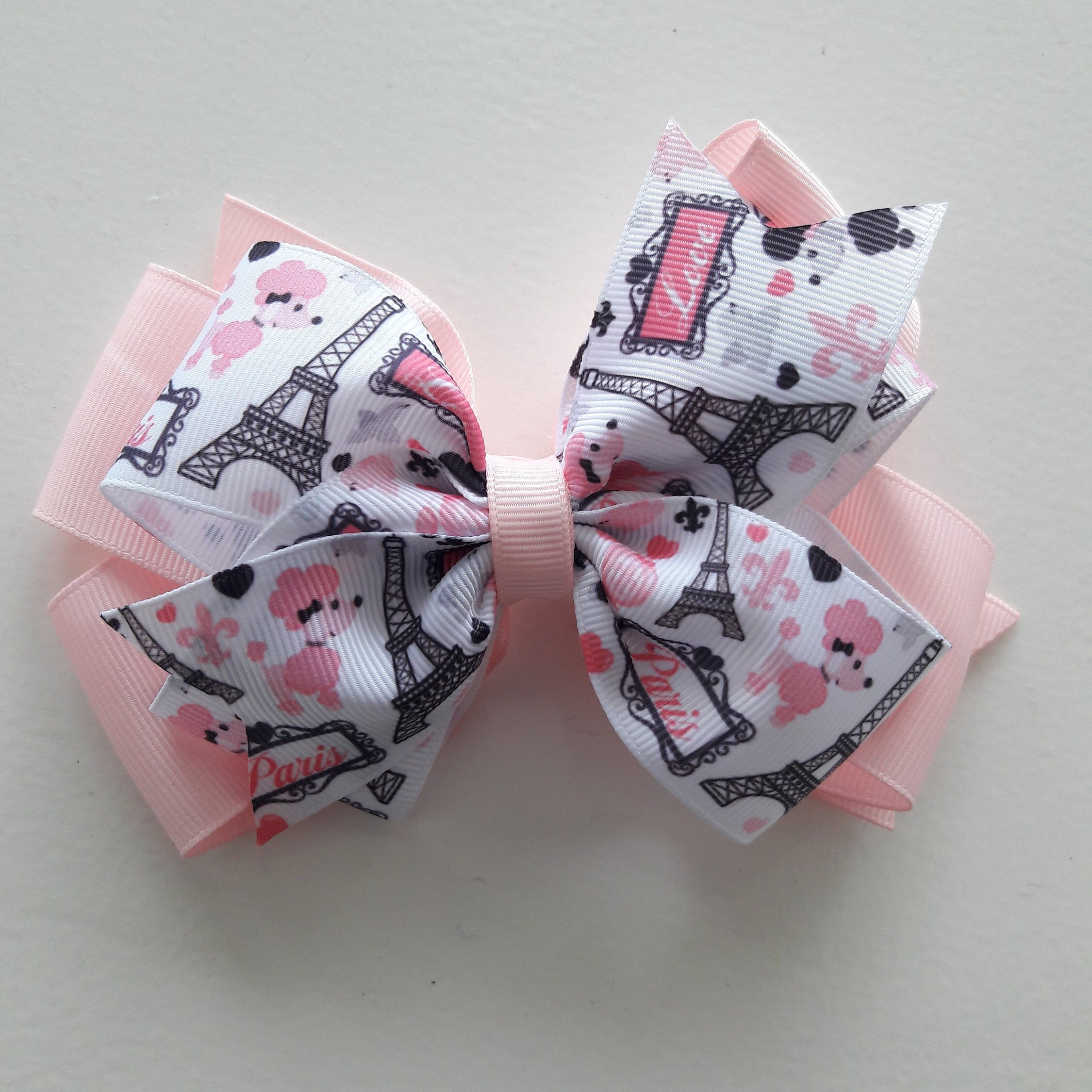 Paris Eiffel Tower Hair Bow Paris Hair Bow Pink Paris Hair - Etsy