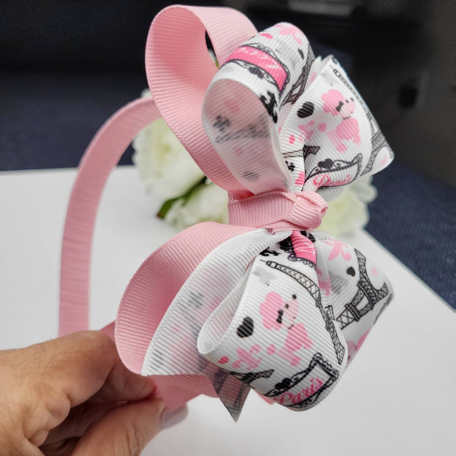 Paris Eiffel Tower Hair Bow, Paris Hair Bow, Pink Paris Hair Bow, Paris ...