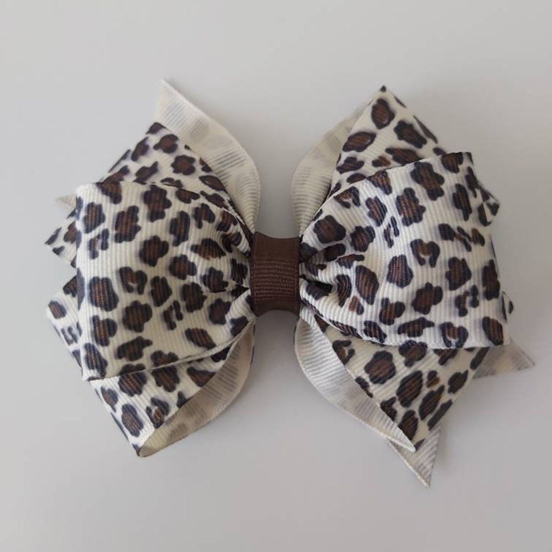 Animal Print Hair Bow, Leopard Barrette, Leopard Print Hair Bow, 4 Inch ...