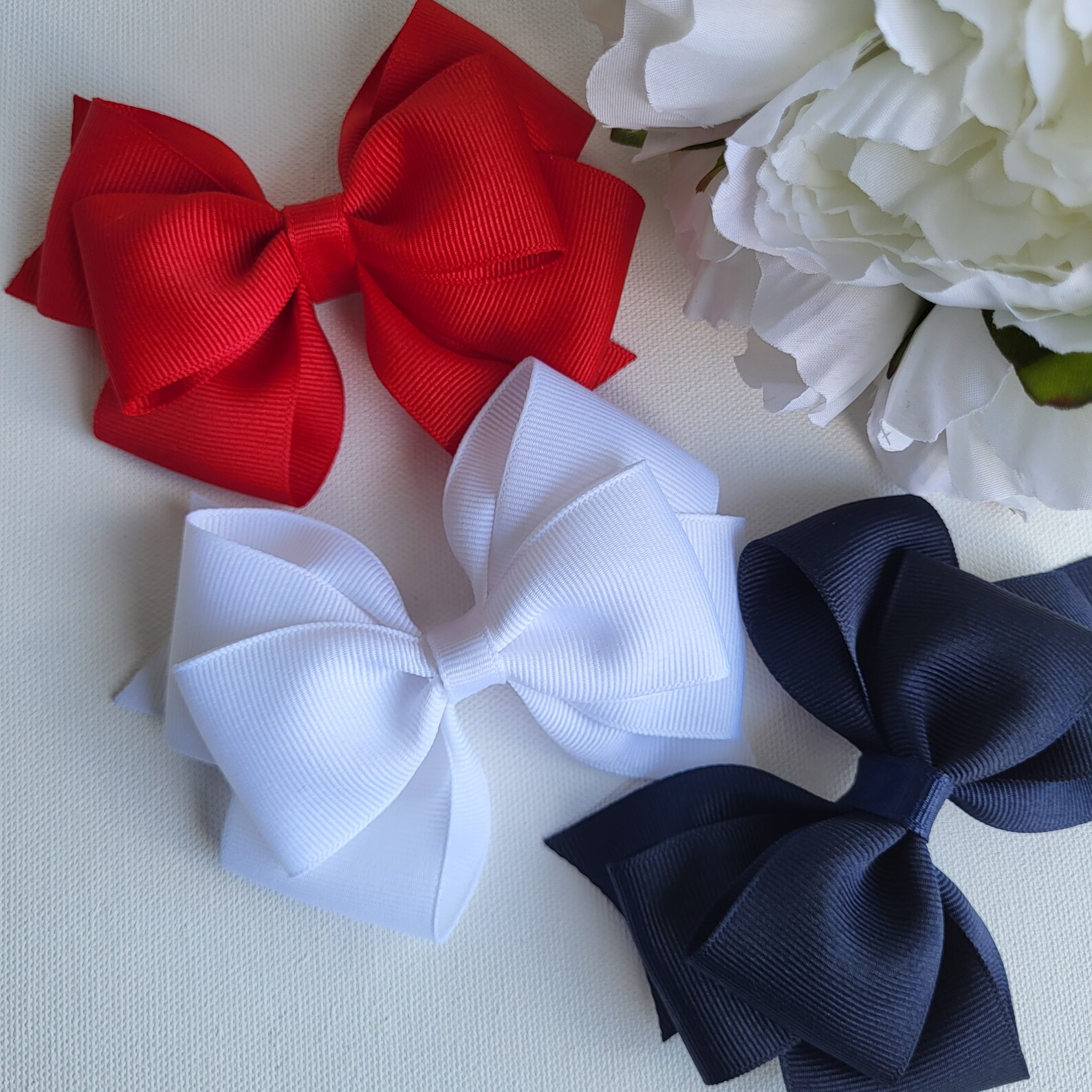 Classic Back to School Hair Bows, Uniform Hair Bow, Navy Hair Bow, Red ...