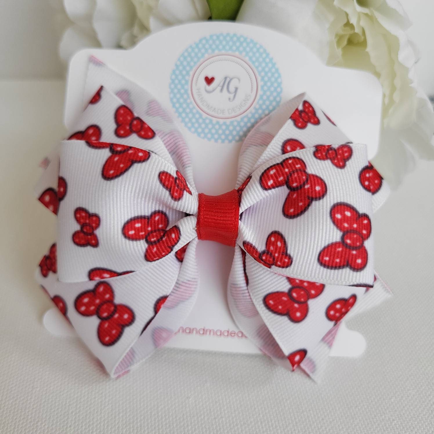 Minnie Inspired Hair Bow Minnie Mouse Hair Bow Red Bows Hair - Etsy