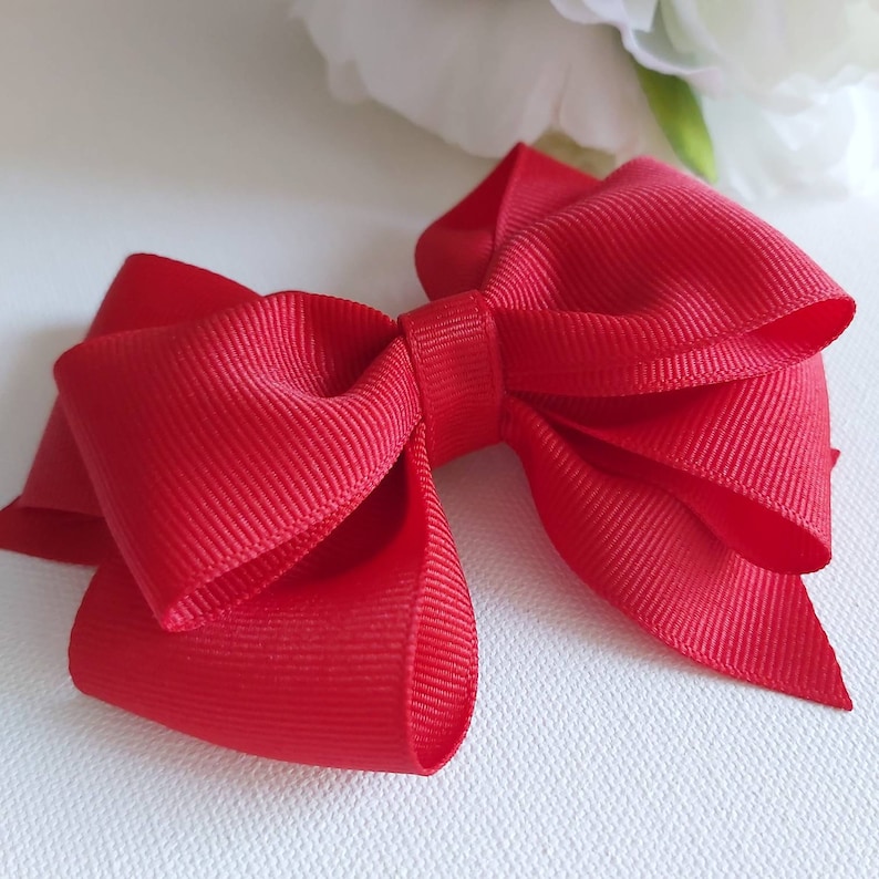 CHOOSE YOUR STYLE Hair Bow Red Hair Bow Solid Color Hair - Etsy