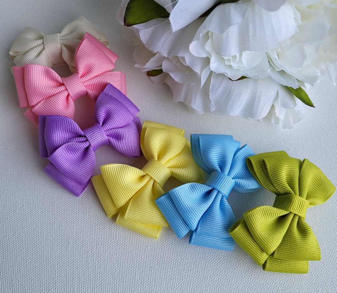 Spring Color Hair Bows, Pastel Colors Hair Bows, Baby Bows, Ribbon Hair ...