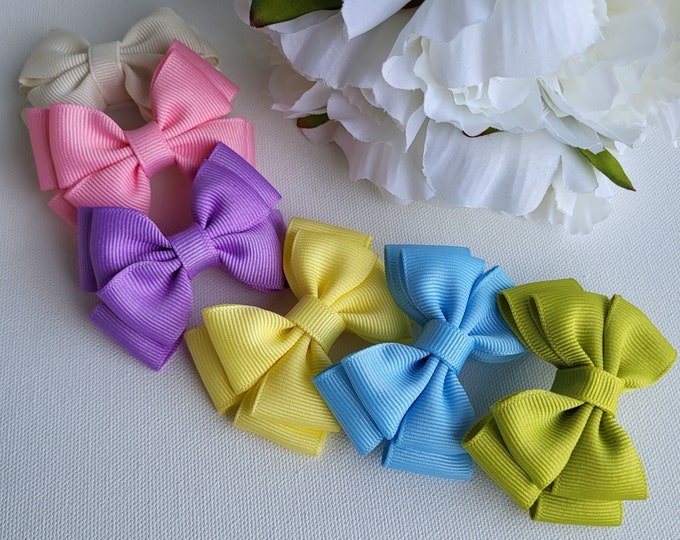 Spring Color Hair Bows, Pastel Colors Hair Bows, Baby Bows, Ribbon Hair ...