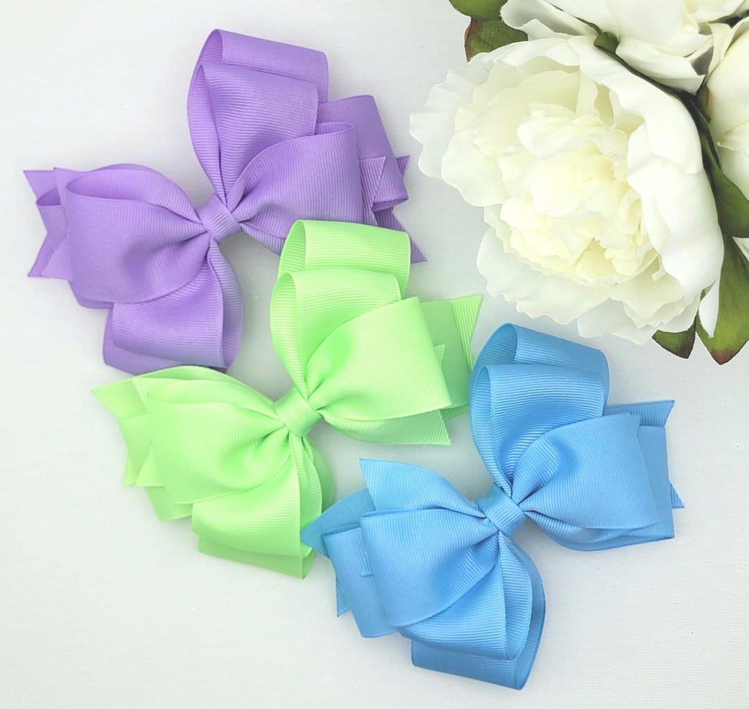 PICK YOUR COLOR Hair Bow, Solid Colors Hair Bows, 5 Inch Hair Bow ...