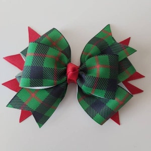 Christmas Plaid Hair Bows, Red Plaid Hair Bow, Green Plaid Hair Bow, 5 Inch Hair Bow, Holidays ...