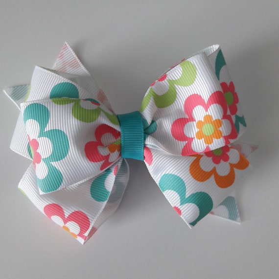 Spring Floral Hair Bow / Girls Hair Bow / Toddlers Hair Bow / | Etsy