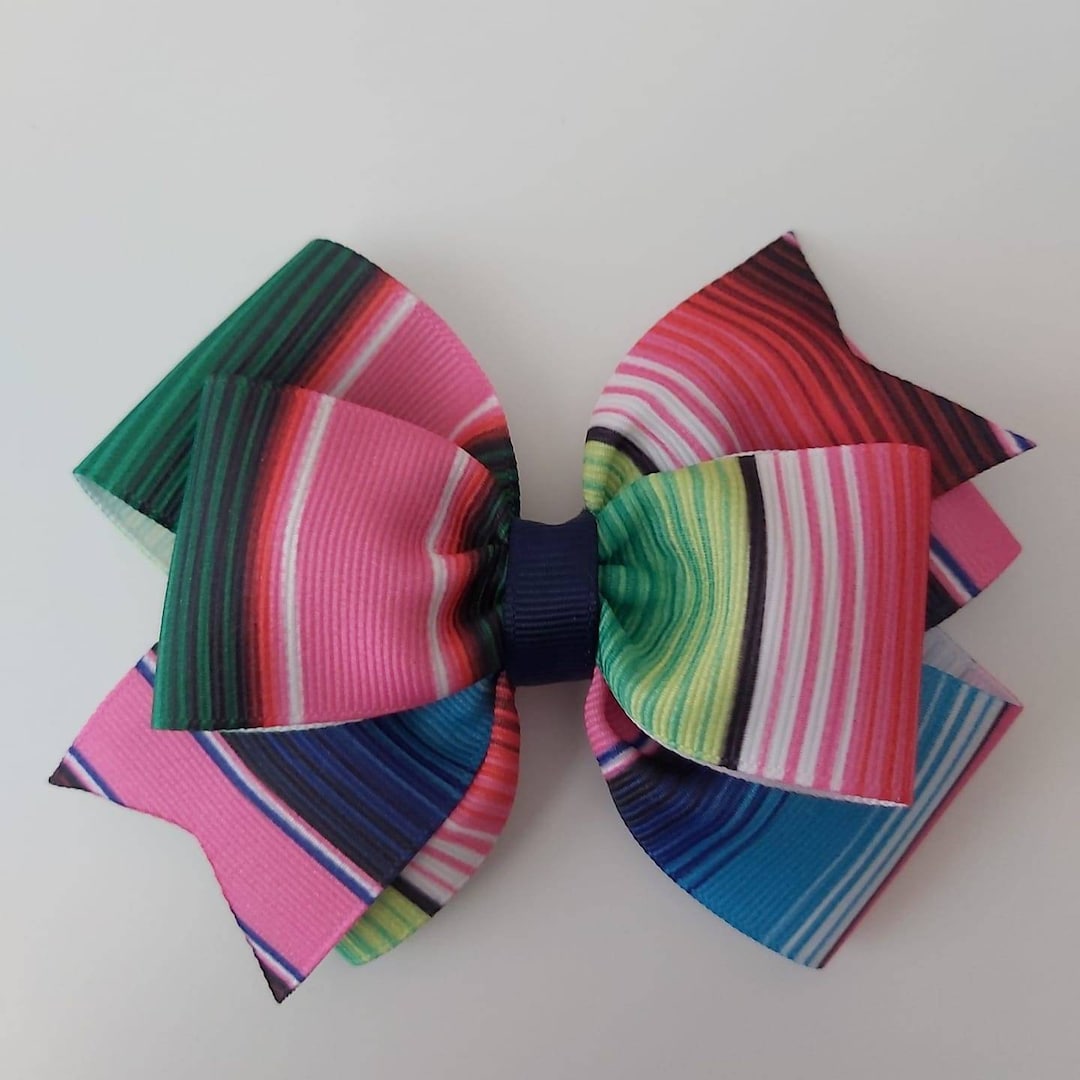 Serape Hair Bow, Mexican Hair Bow, Multi Color Hair Bow, Cinco De Mayo ...