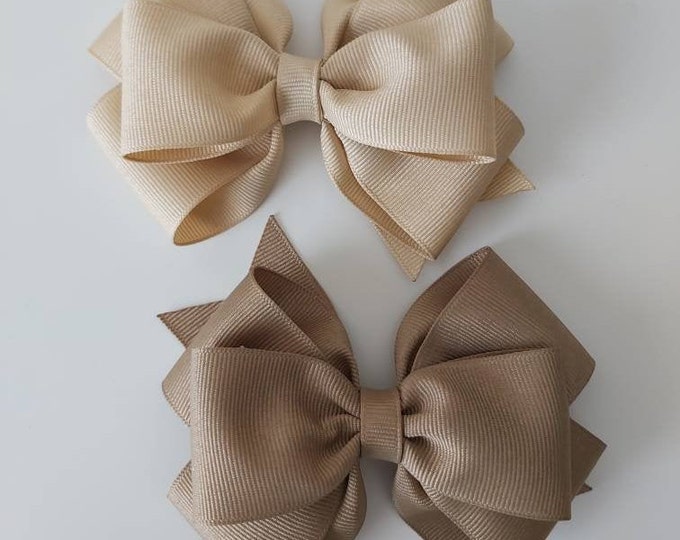 Solid Color Hair Bows, Khaki Hair Bow, Natural Tan Hair Bow, 4 Inch ...