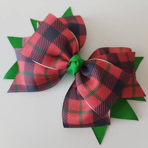 Christmas Plaid Hair Bows, Red Plaid Hair Bow, Green Plaid Hair Bow, 5 Inch Hair Bow, Holidays ...