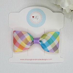 CHOOSE YOUR STYLE Pastel Gingham Hair Bow Pastel Color Hair - Etsy