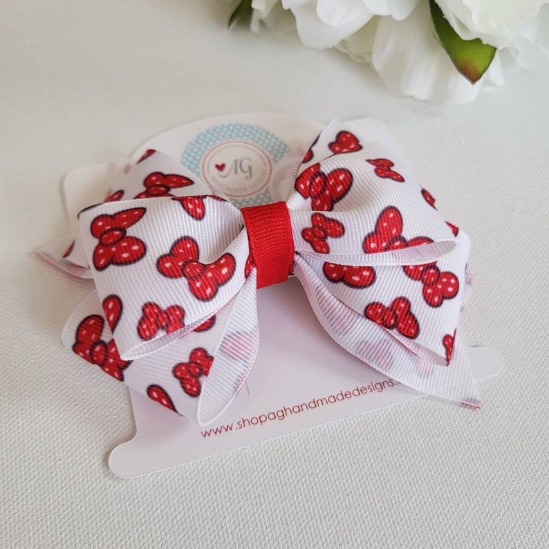 Minnie Inspired Hair Bow Minnie Mouse Hair Bow Red Bows Hair - Etsy