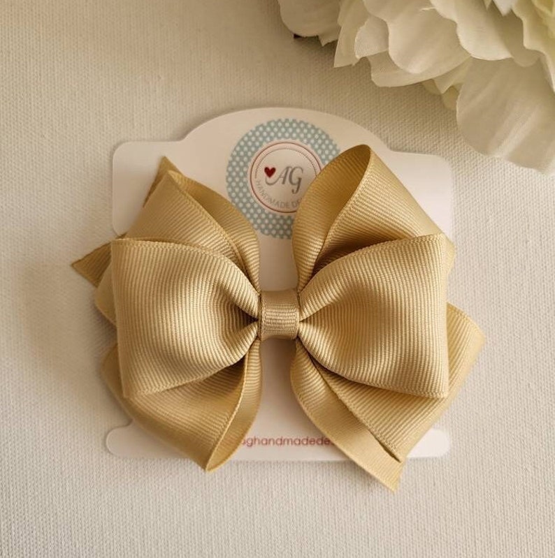 Solid Color Hair Bows Khaki Hair Bow Natural Tan Hair Bow 4 - Etsy