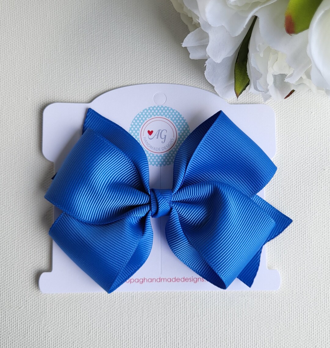 CHOOSE YOUR STYLE Hair Bows, Classic Blue Hair Bow, Solid Color Hair ...