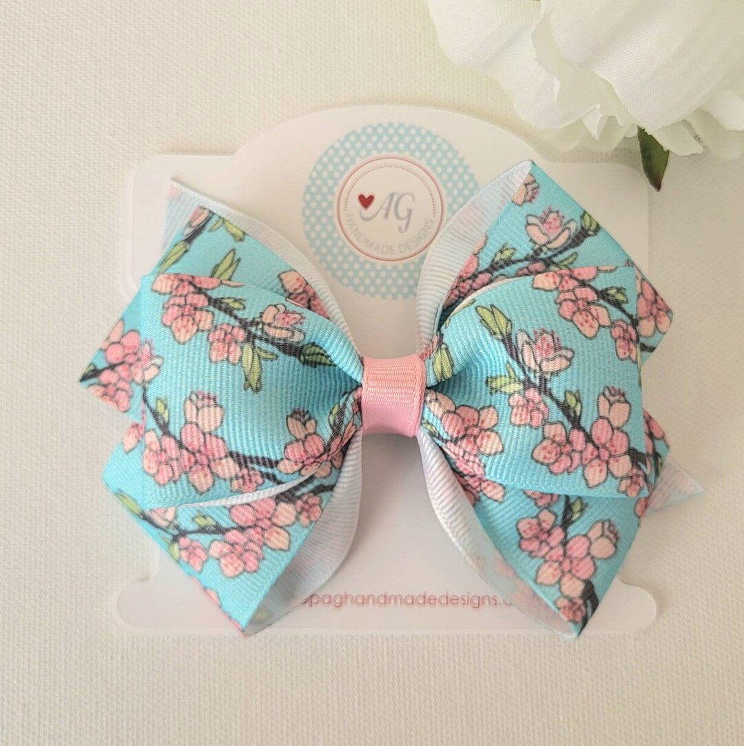 Japanese Cherry Blossom Hair Bow, Spring Flowers Hair Bow, Flowers Hair ...