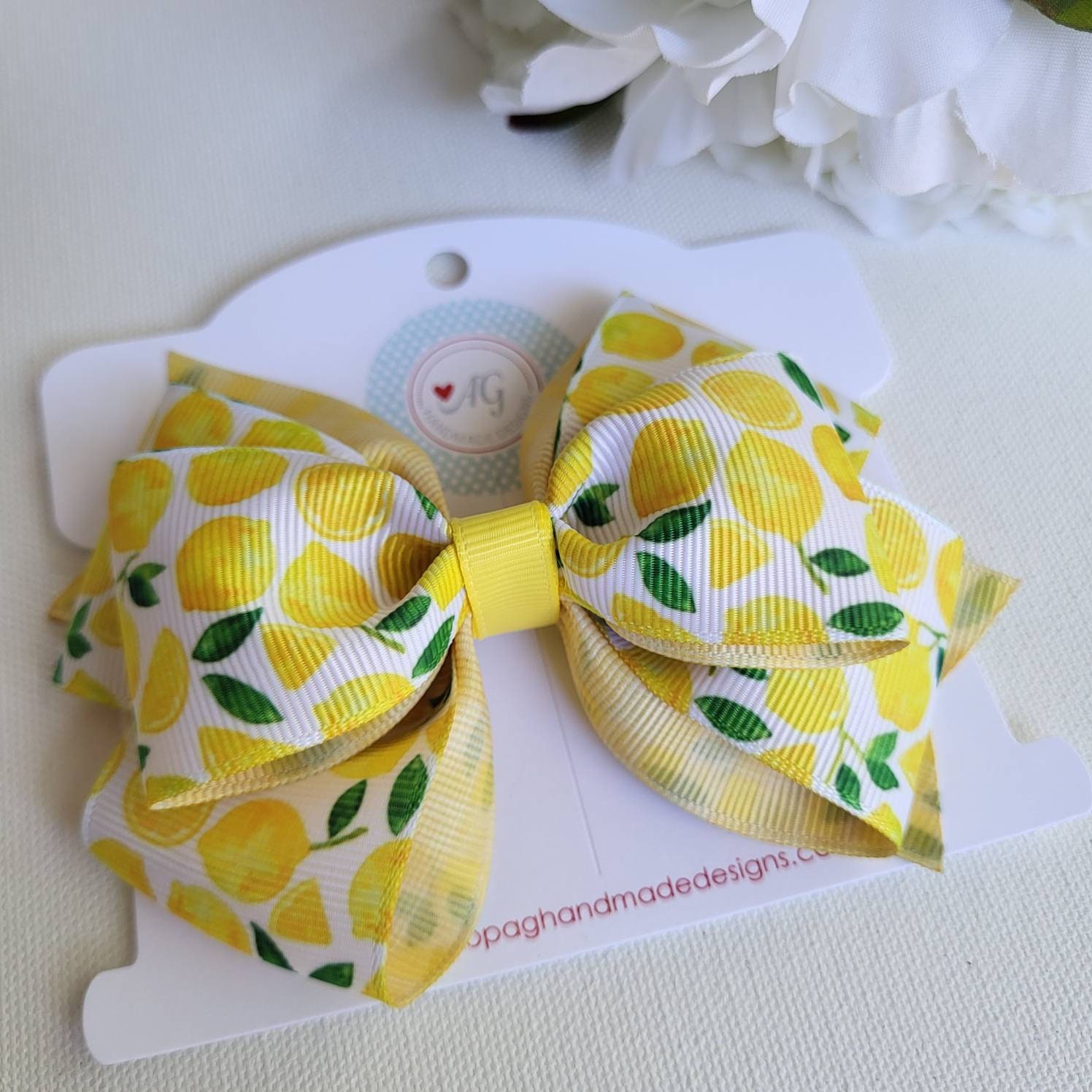 Lemon Print Hair Bow Summer Lemon Hair Bow Lemon Bow 4 Inch - Etsy