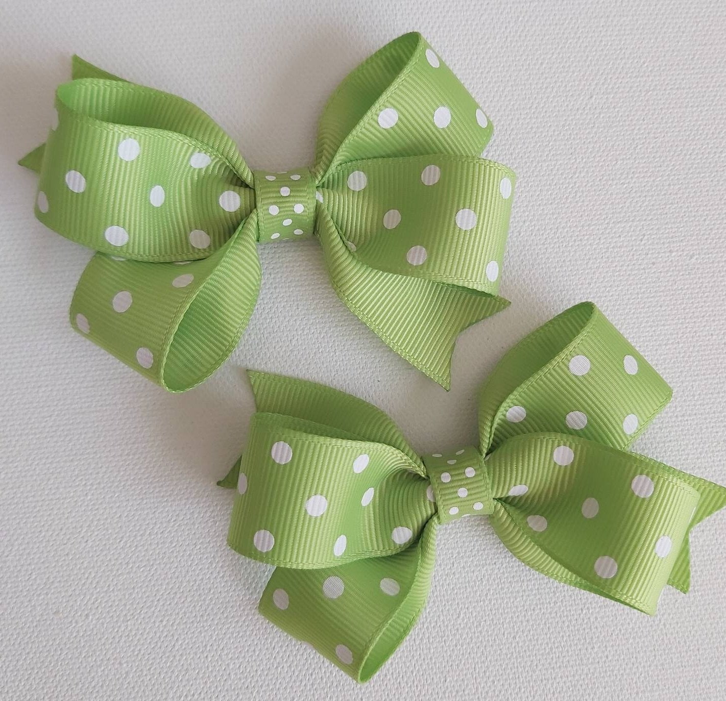 Apple Green Polka Dots Hair Bow, Polka Dots Pigtail Set, Polka Dots ...