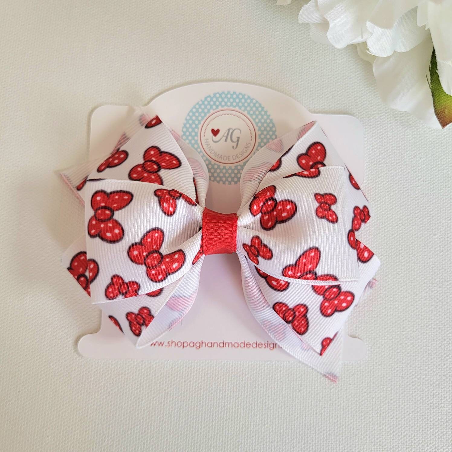 Minnie Inspired Hair Bow Minnie Mouse Hair Bow Red Bows Hair - Etsy