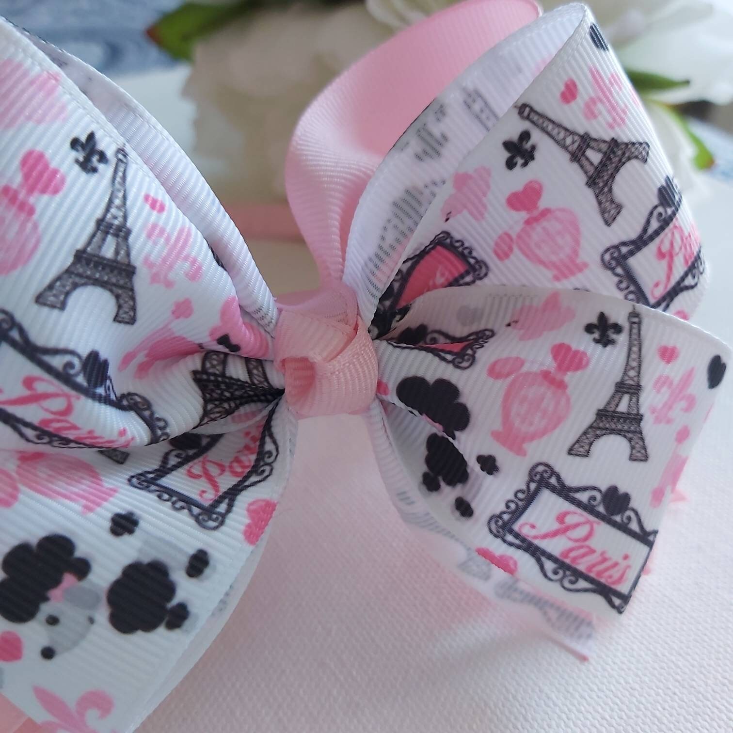 Paris Eiffel Tower Hair Bow, Paris Hair Bow, Pink Paris Hair Bow, Paris ...