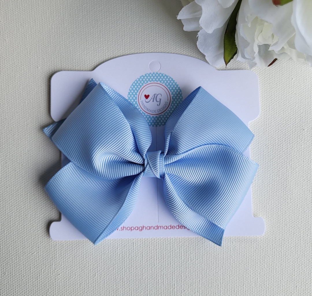 CHOOSE YOUR STYLE Hair Bows, Dusty Blue Hair Bow, Solid Color Hair Bow ...