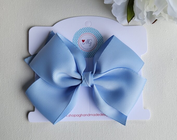 CHOOSE YOUR STYLE Hair Bows, Dusty Blue Hair Bow, Solid Color Hair Bow ...