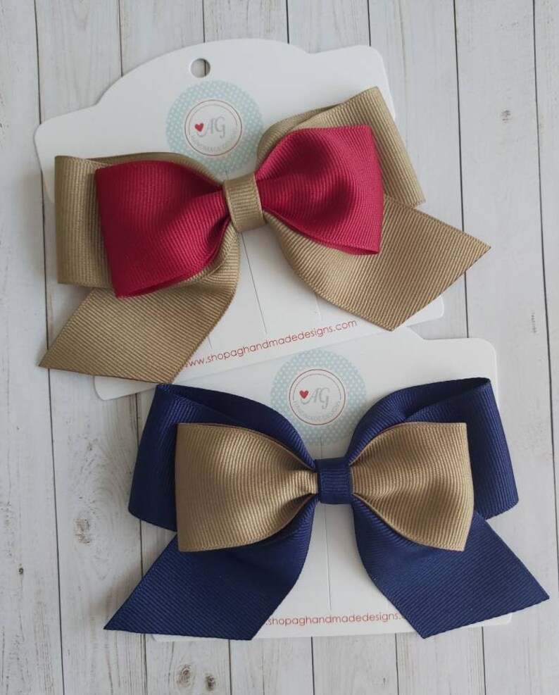 Back to School Hair Bows Two Tones Ribbon Hair Bows School - Etsy