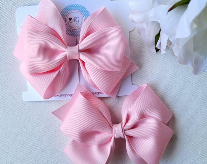 CHOOSE YOUR STYLE Hair Bow, Light Pink Hair Bows, Solid Color Hair Bow ...