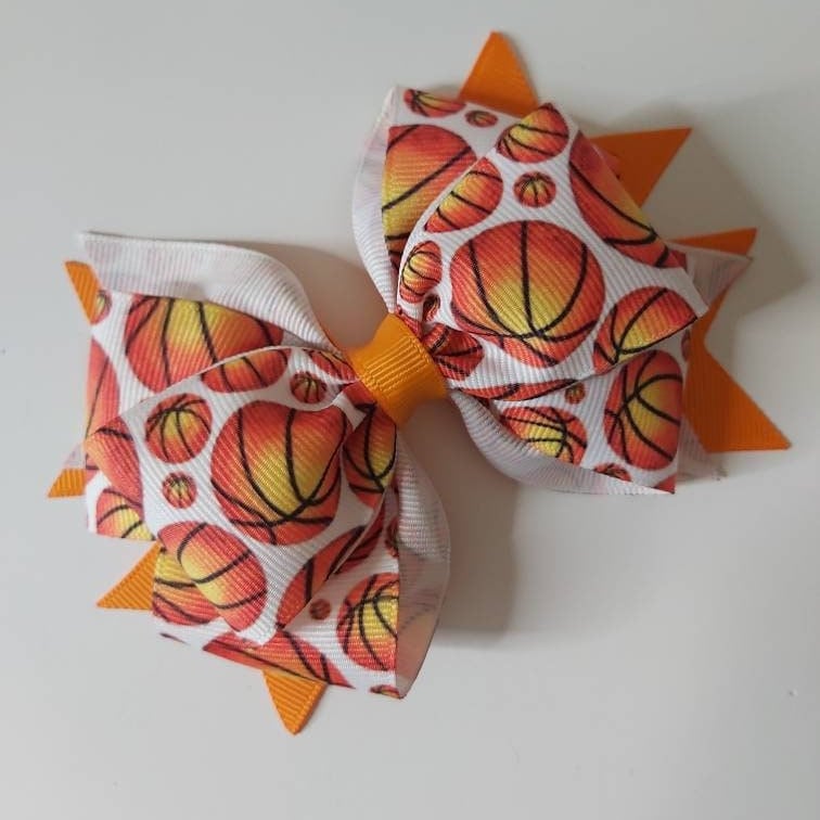 Basketball Hair Bow, Sports Hair Bows, 4 Inch Hair Bow, Girls Hair Bow ...