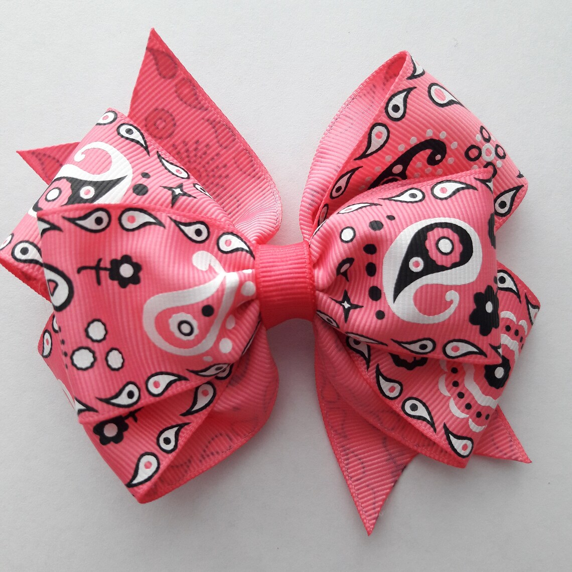 Pink Bandana Hair Bows / Girls Hair Bows / Toddlers Hair Bows | Etsy