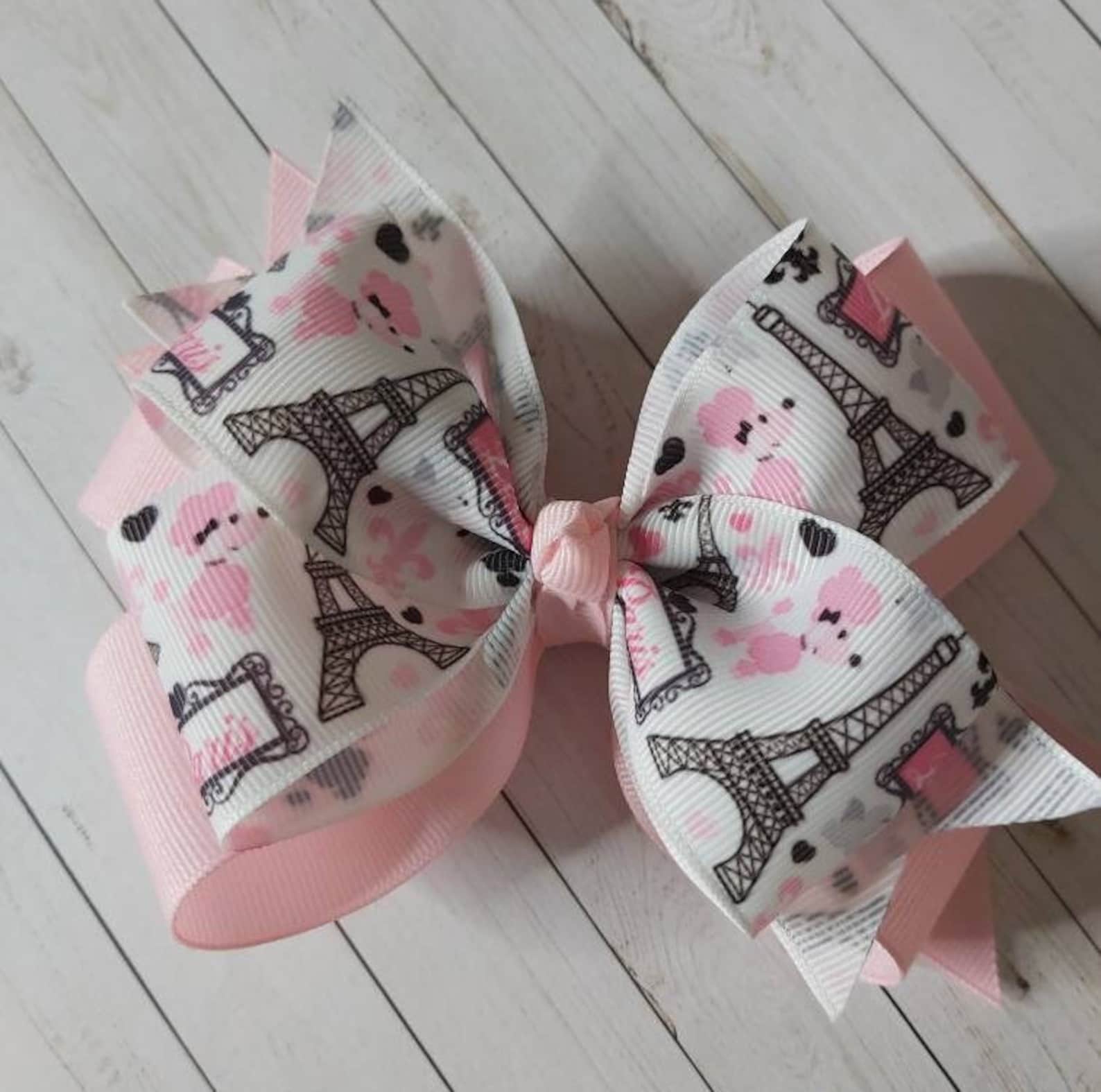 Paris Eiffel Tower Hair Bow Paris Hair Bow Pink Paris Hair - Etsy