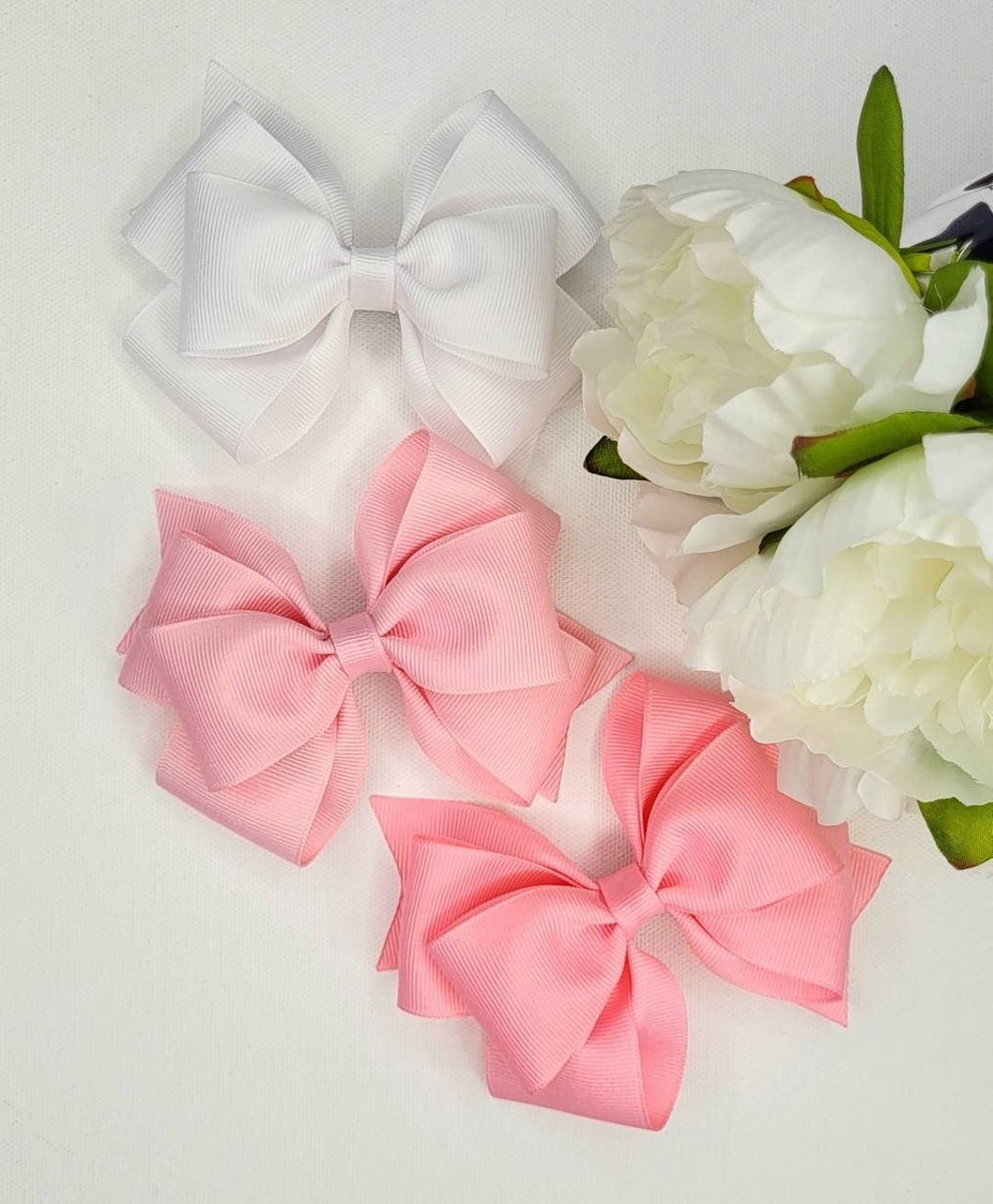 SET OF 3 Hair Bows, Solid Color Hair Bows, Spring Hair Bows, Light Pink ...