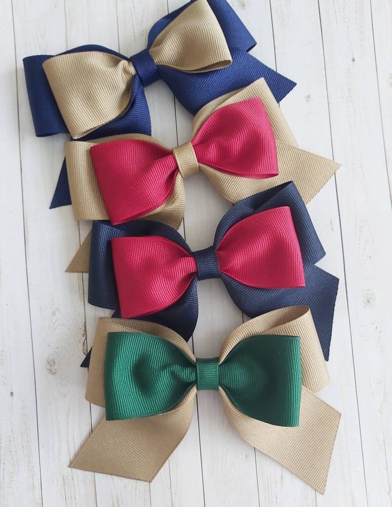 Back to School Hair Bows Two Tones Ribbon Hair Bows School - Etsy