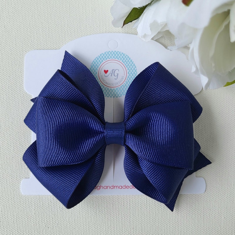 Navy Blue Hair Bow - Etsy