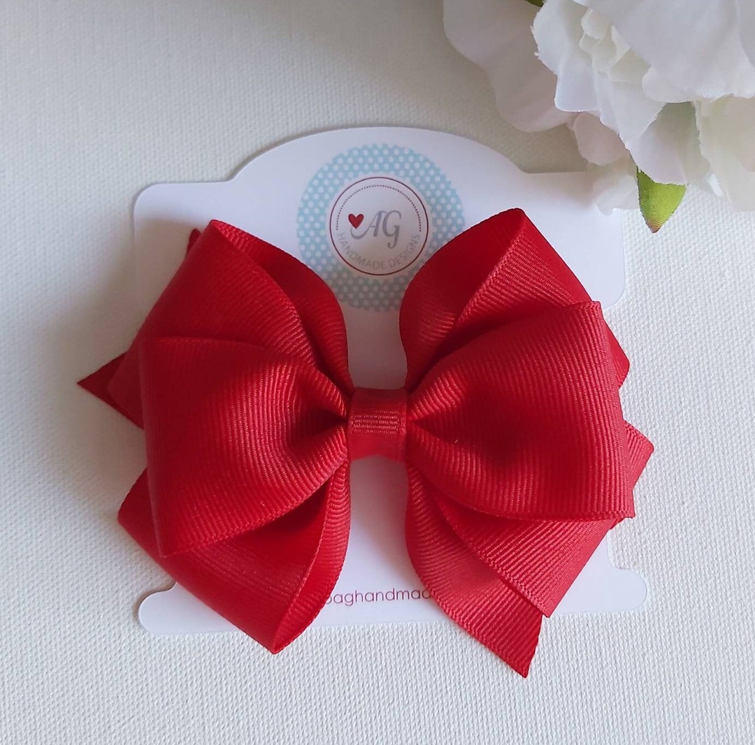 CHOOSE YOUR STYLE Hair Bow, Red Hair Bow, Solid Color Hair Bow, Girl ...
