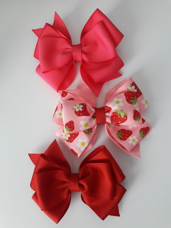 Strawberry Hair Bow Strawberries Hair Clip 4 Inch Hair Bow - Etsy