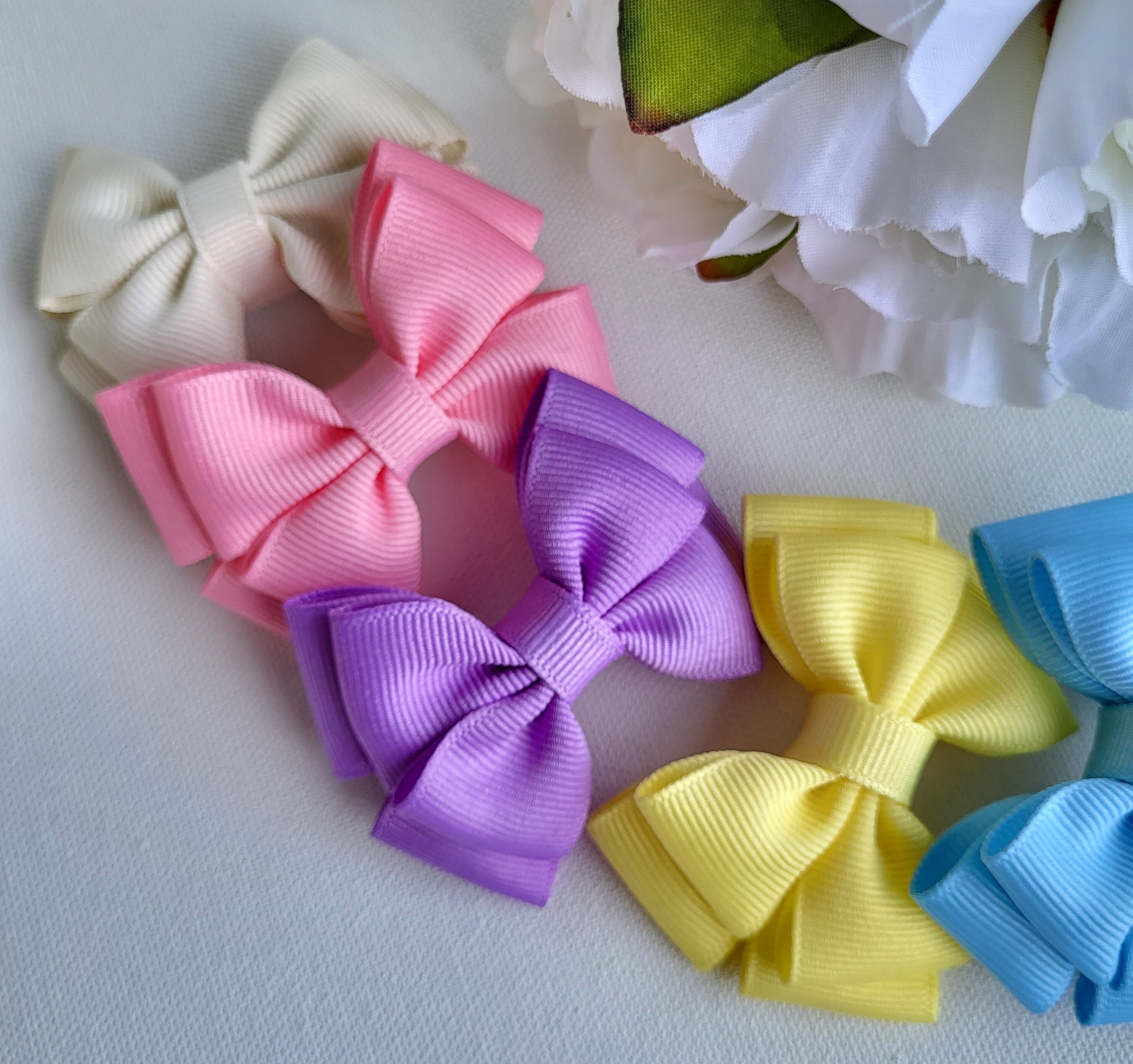 Spring Color Hair Bows, Pastel Colors Hair Bows, Baby Bows, Ribbon Hair ...