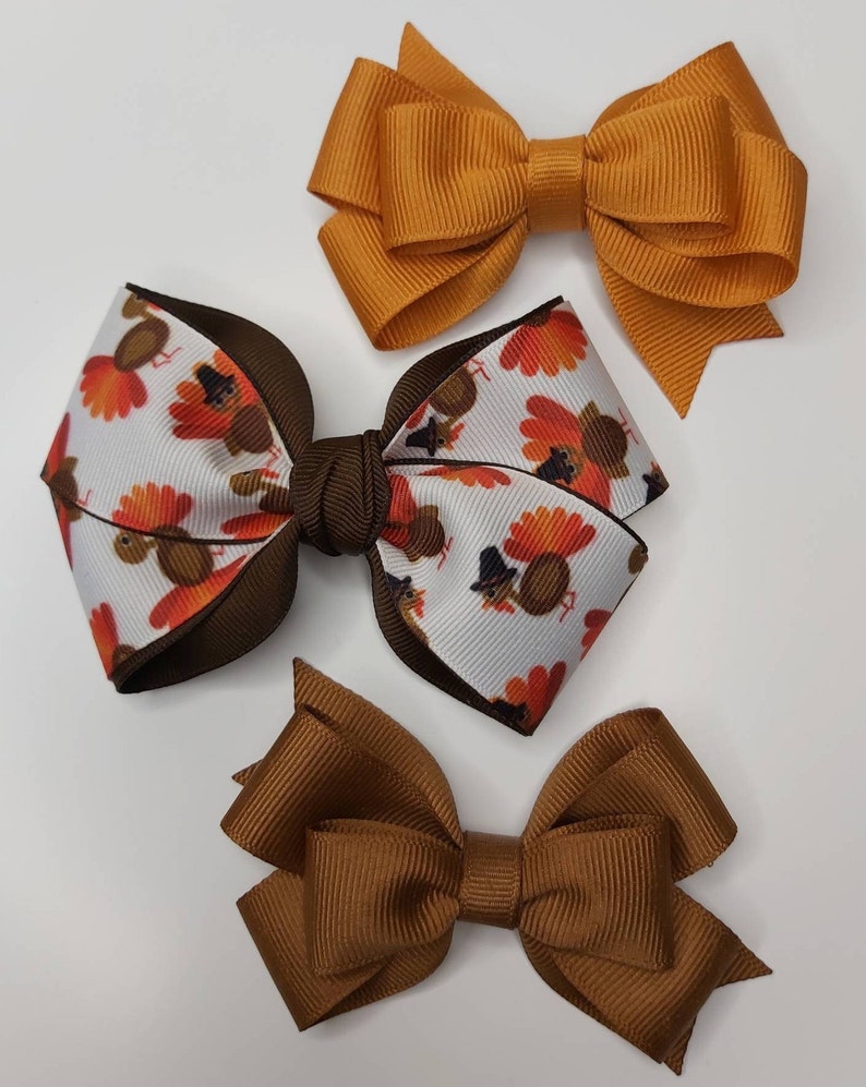 Fall Hair Bow Set Fall Hair Bows Thanksgiving Hair Bow - Etsy