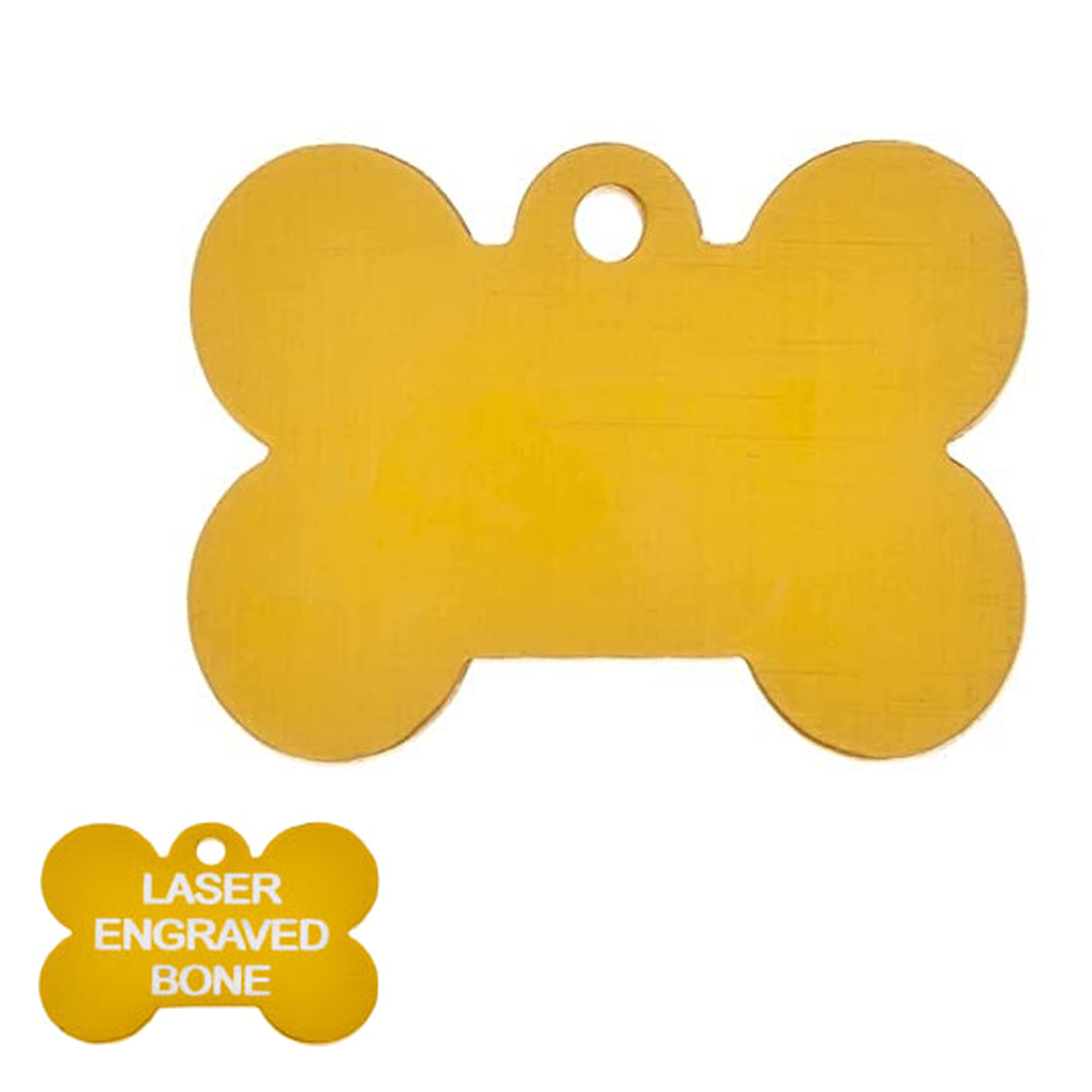 Large Personalised Bone Shape Dog ID Tag Gold Aluminium Laser | Etsy