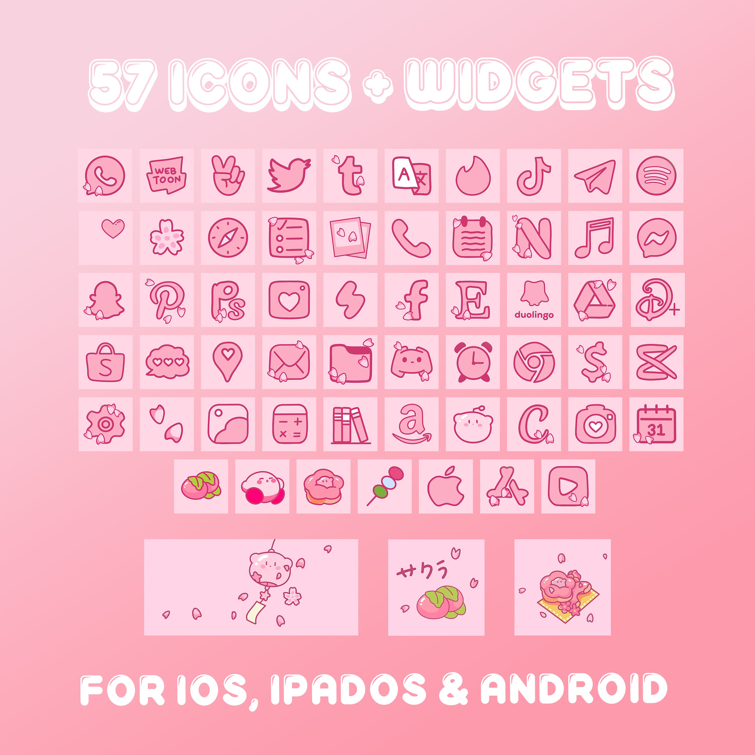Sakura IOS, Ipados and Android Icons Pack - Etsy