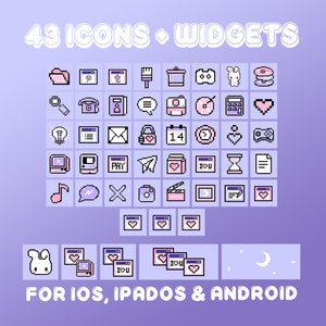 Pixel Bunny Theme, IOS, Ipados and Android Icons Pack Phone Theme - Etsy