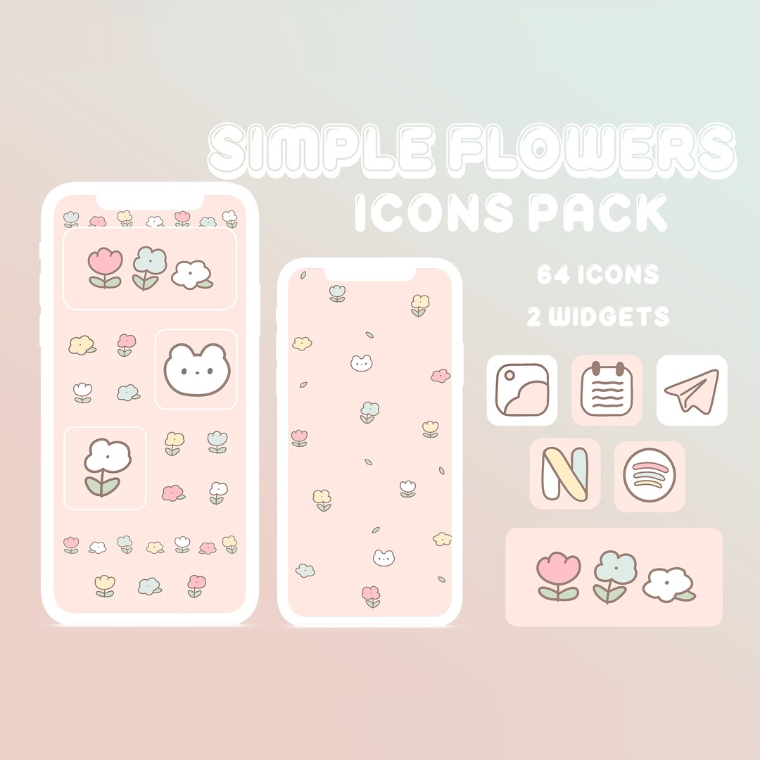 Simple Flowers IOS, Ipados and Android Icons Pack Phone Theme - Etsy