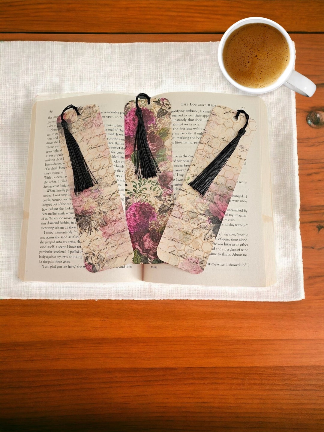 Purple Floral Script Bookmarks | Pack of Three | Page Saver | Book ...