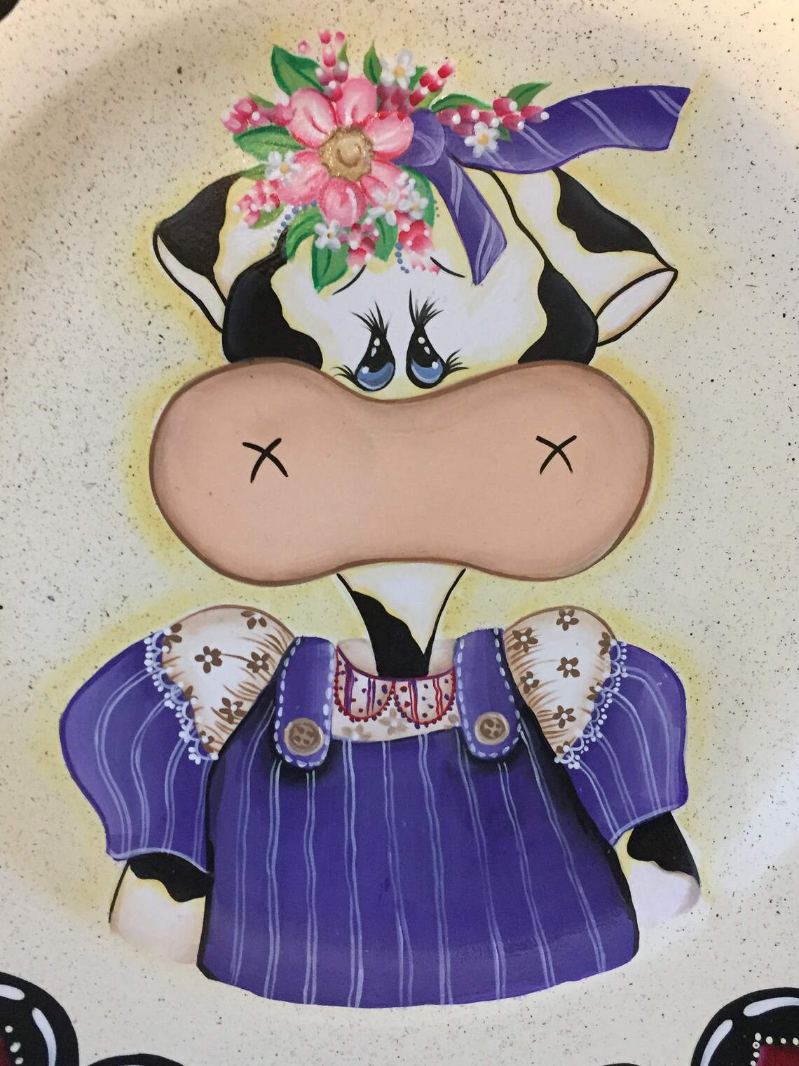 Plate Ceramic Hand Painted Country Cow - Etsy